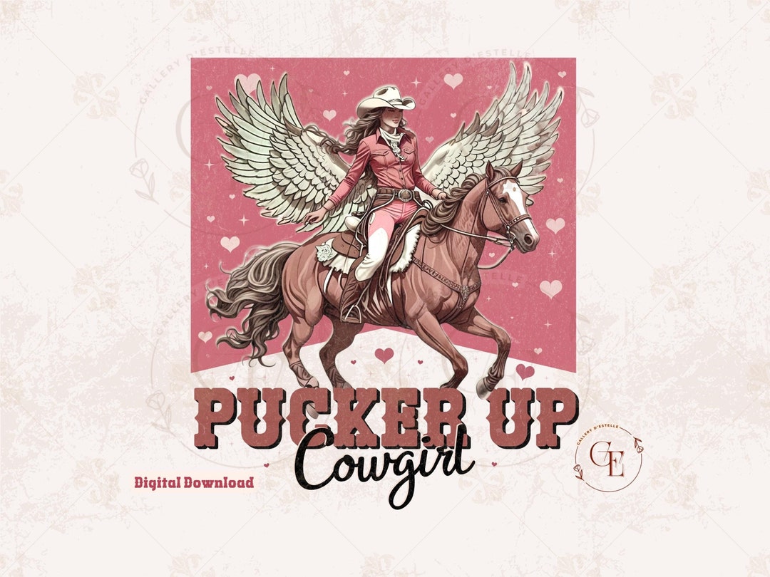 Pucker up Cowgirl PNG | Vintage Western Valentine Rodeo Art| Retro ...