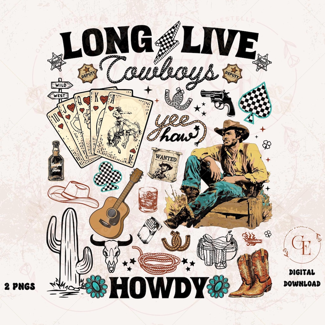 Long Live Cowboys PNG, Western Retro Cowboy Rodeo Collage, Trendy ...