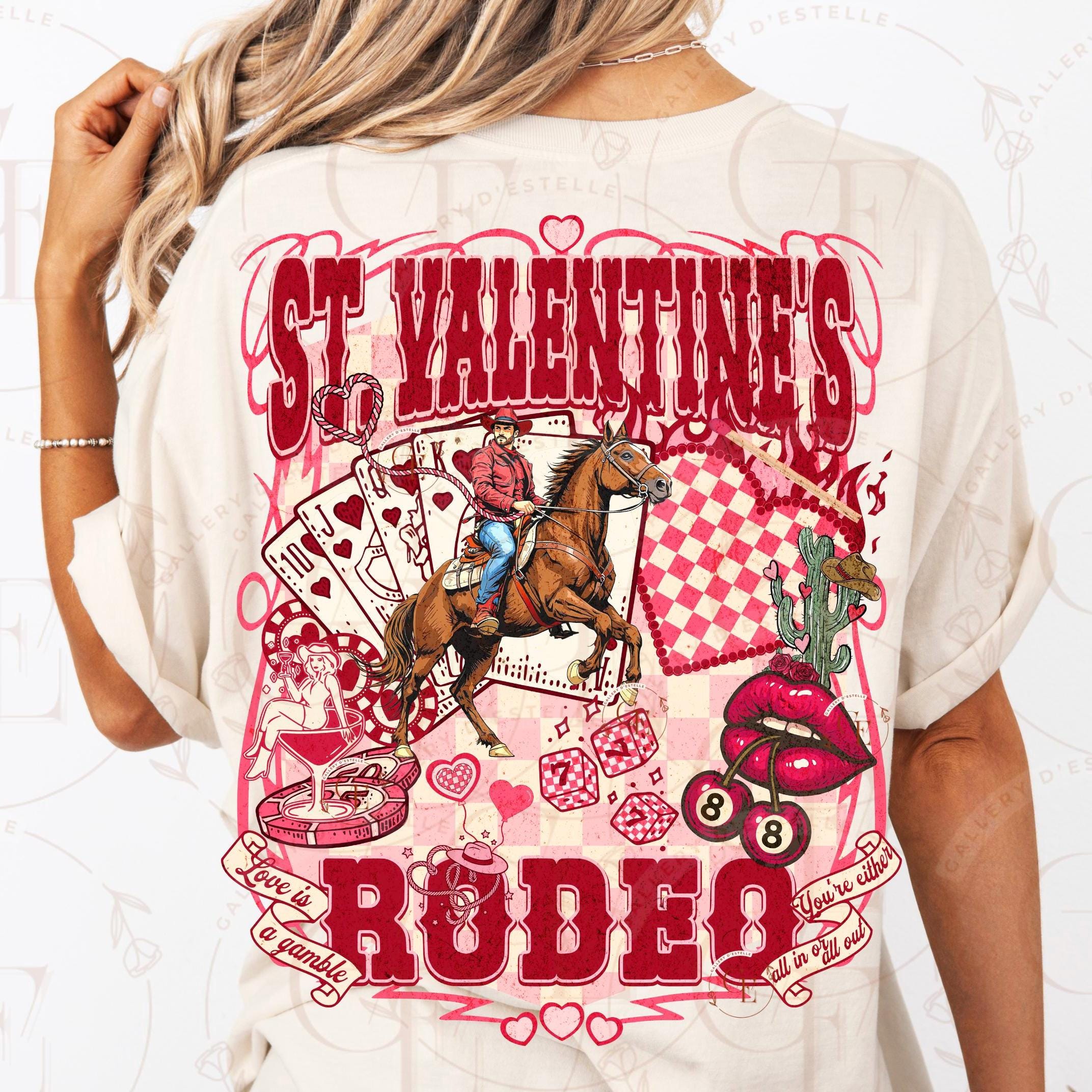 St. Valentines Rodeo Western PNG, Retro Cowboy Casino Collage, Love is ...