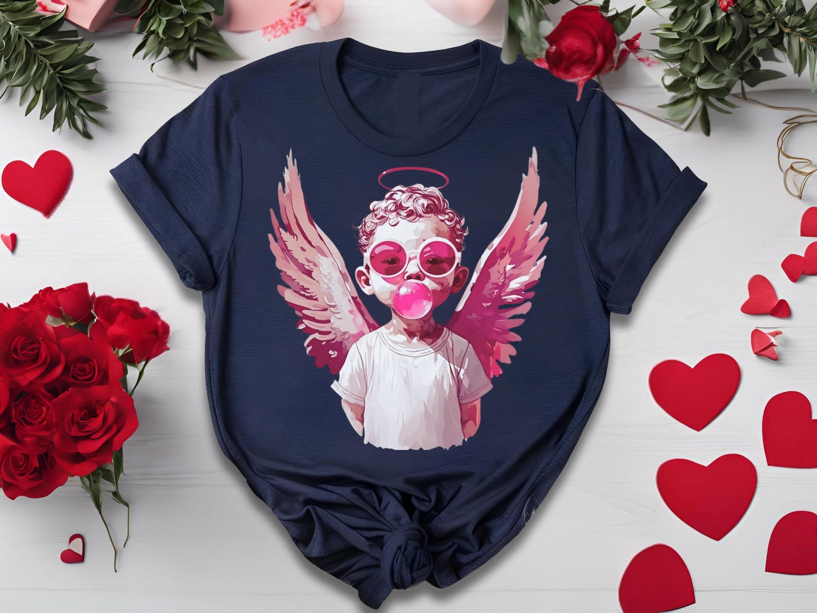 Cool Cupid Blowing Bubble Gum PNG, Fun Retro Pink Cupid Graphic, Trendy ...