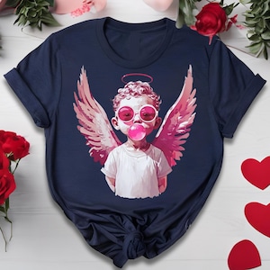 Cool Cupid Blowing Bubble Gum PNG, Fun Retro Pink Cupid Graphic, Trendy ...