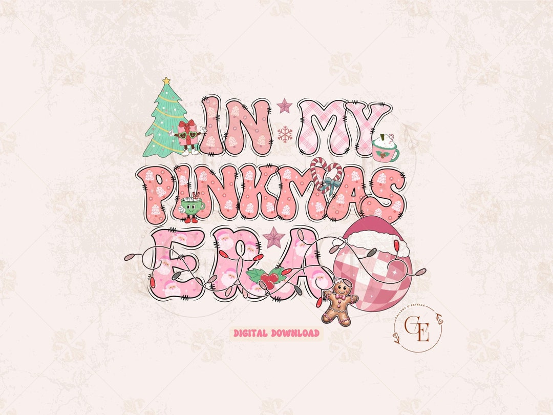 Pink Christmas PNG, in My Pinkmas Era Graphic, Retro Festive Pink ...