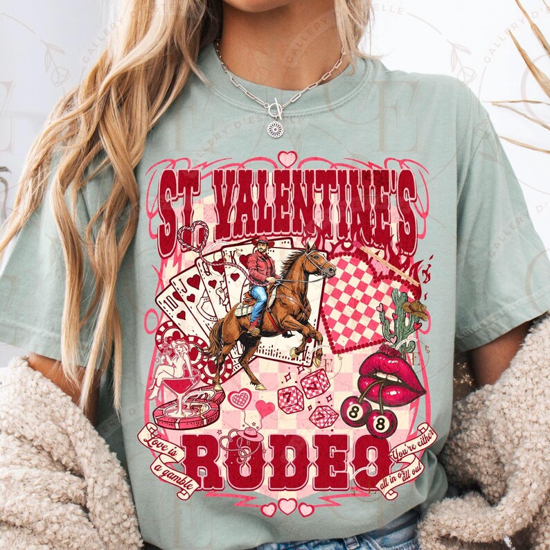 St. Valentines Rodeo Western PNG, Retro Cowboy Casino Collage, Love is ...