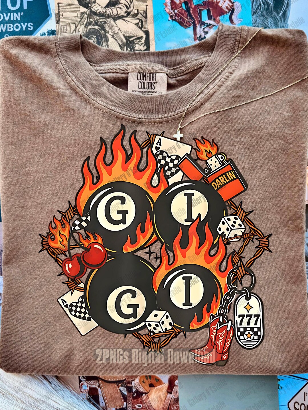 Western Fire Gigi PNG, Retro Lucky Eightball Grandma Graphic, Edgy ...