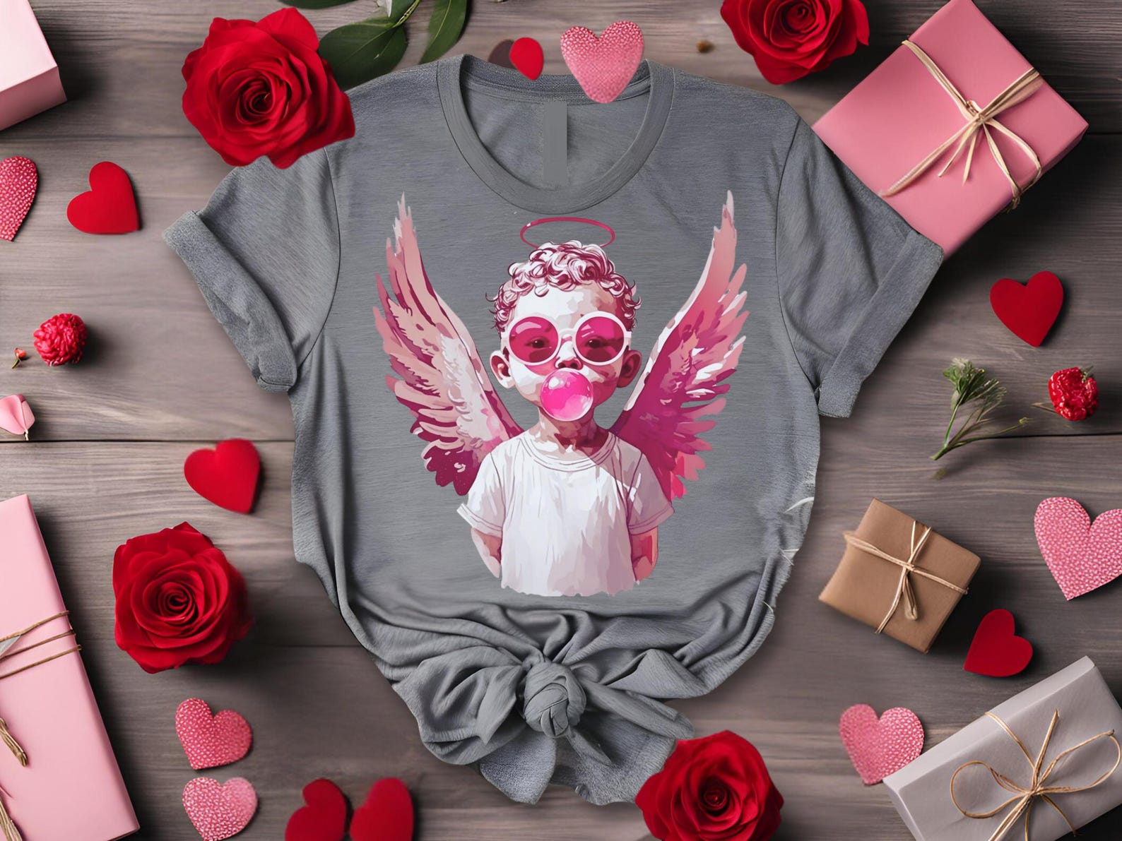 Cool Cupid Blowing Bubble Gum PNG, Fun Retro Pink Cupid Graphic, Trendy ...