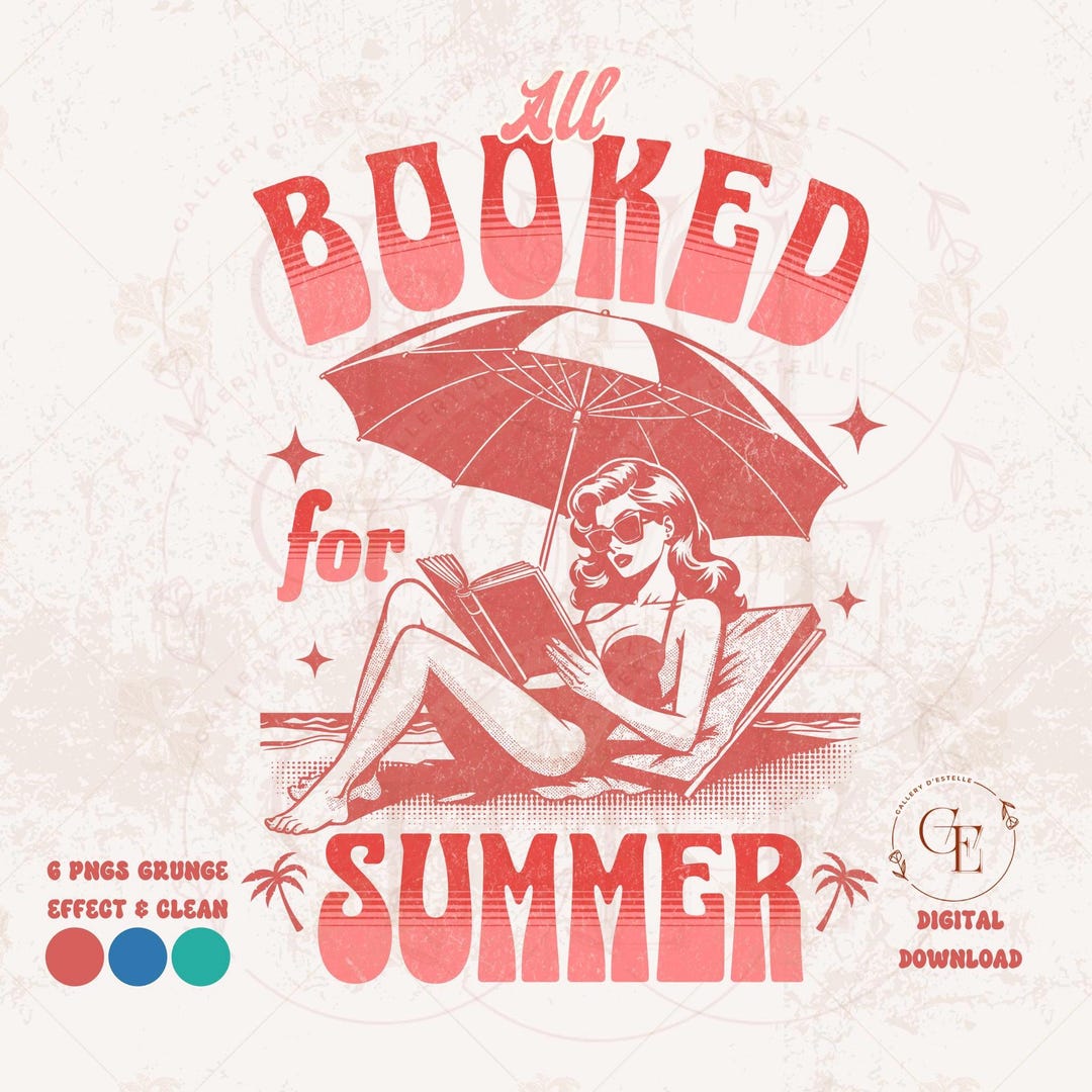 All Booked for Summer PNG, Retro Coastal Book Lover Graphic ,cute ...