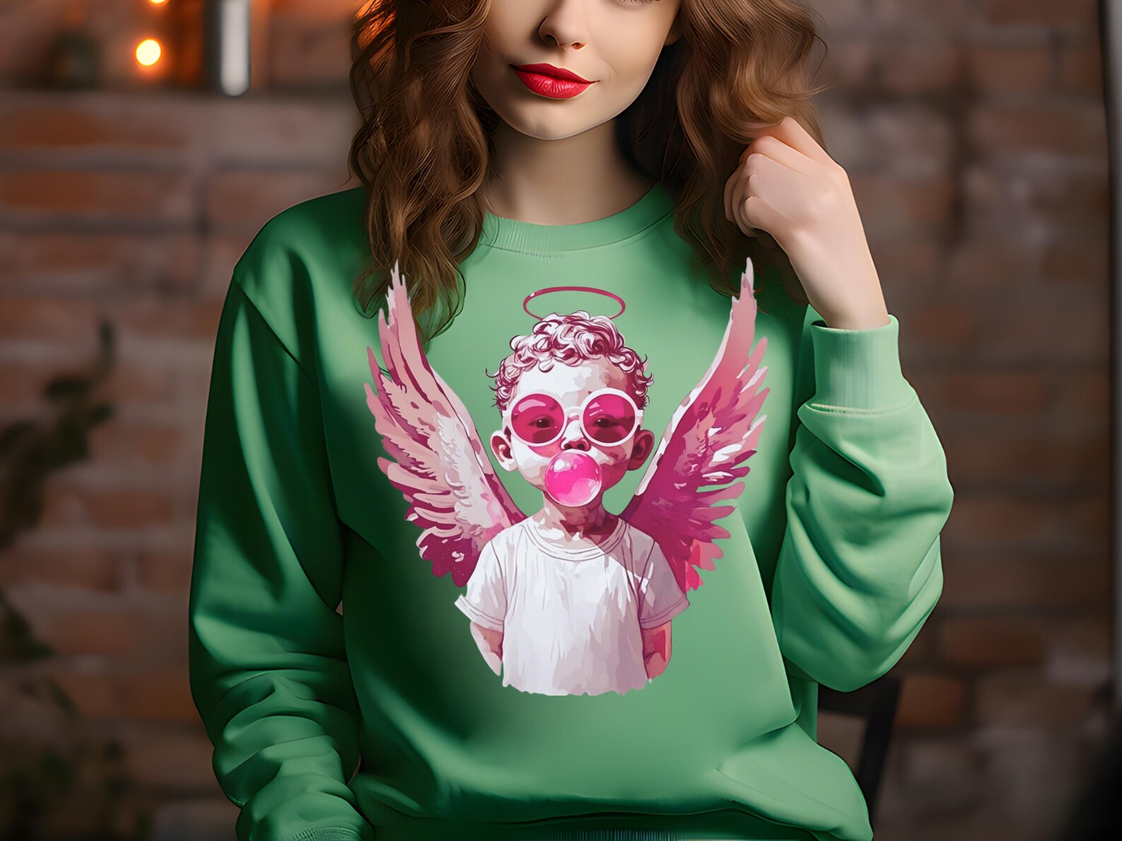 Cool Cupid Blowing Bubble Gum PNG, Fun Retro Pink Cupid Graphic, Trendy ...
