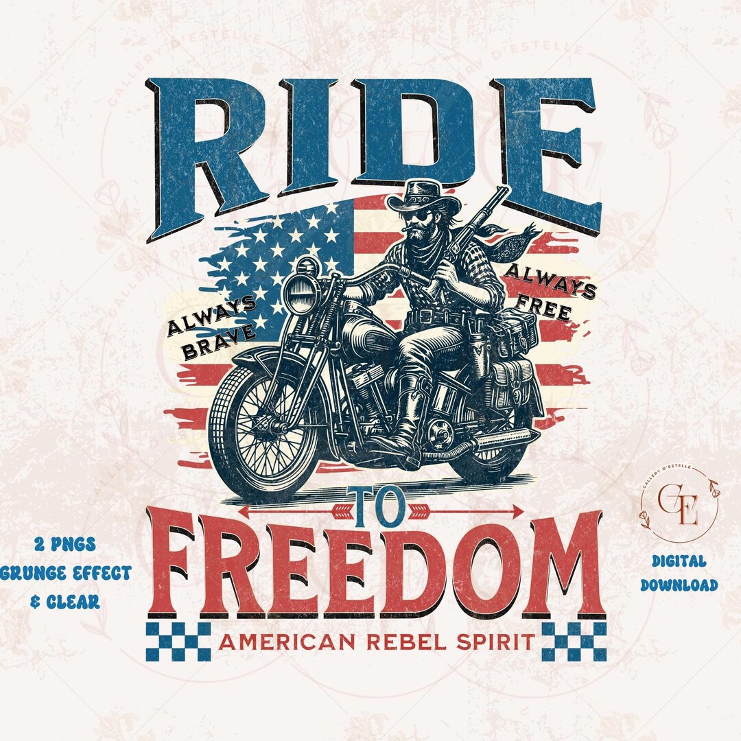 American Rebel Cowboy PNG, Freedom Ride Motorcycle PNG, Vintage Country ...