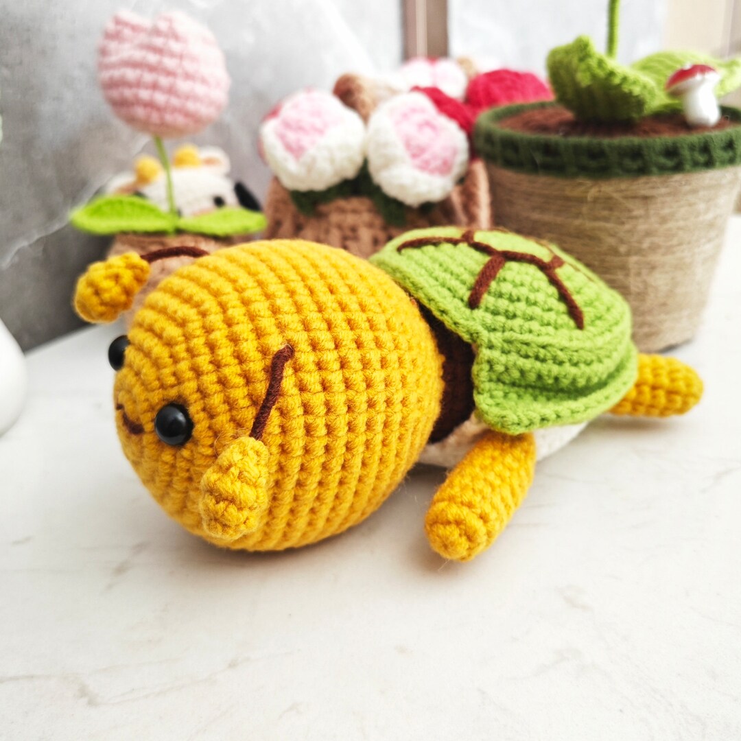 Personalized Crochet Bee,handmade Crochet Turtle,cute Bee Turtle,office ...