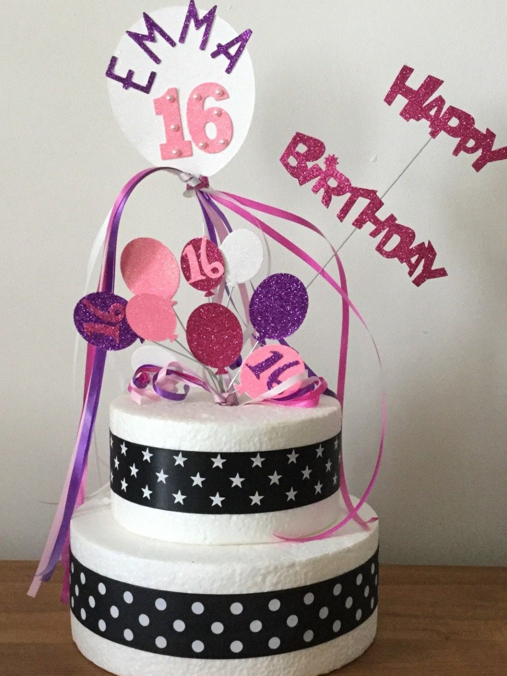 Personalised Balloon Bunch Birthday Cake Topper Party | Etsy