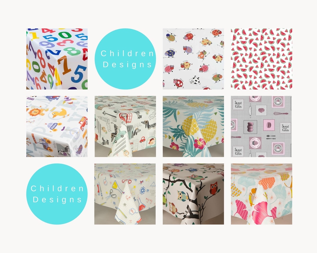 PVC Tablecloth Children Designs 2 Colourful Fun Multiple Listing Wipe ...