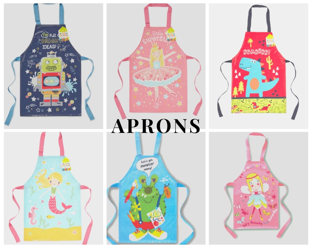 Children Wipe Clean Aprons PVC Messy Play Children Boys Girls Apron ...