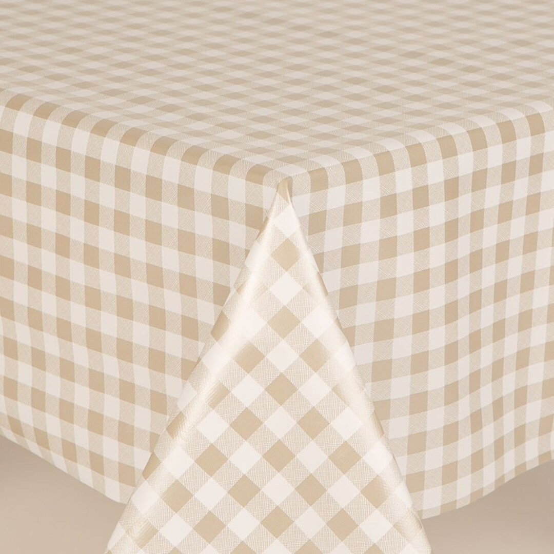 PVC Tablecloth Beige Gingham Check Vinyl Table Cloth Wipe Clean - Etsy
