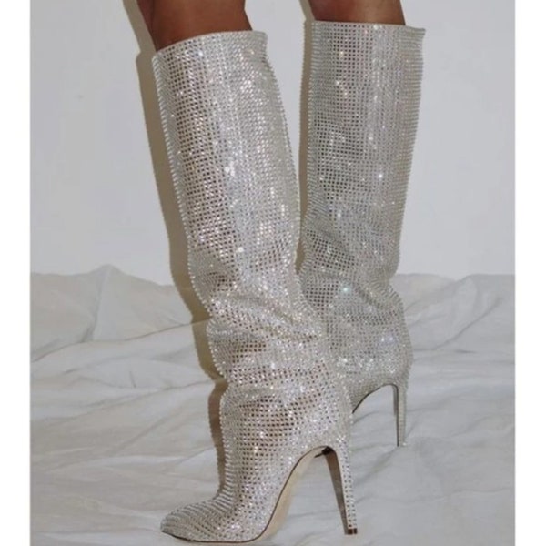 Rhinestone Boots - Etsy