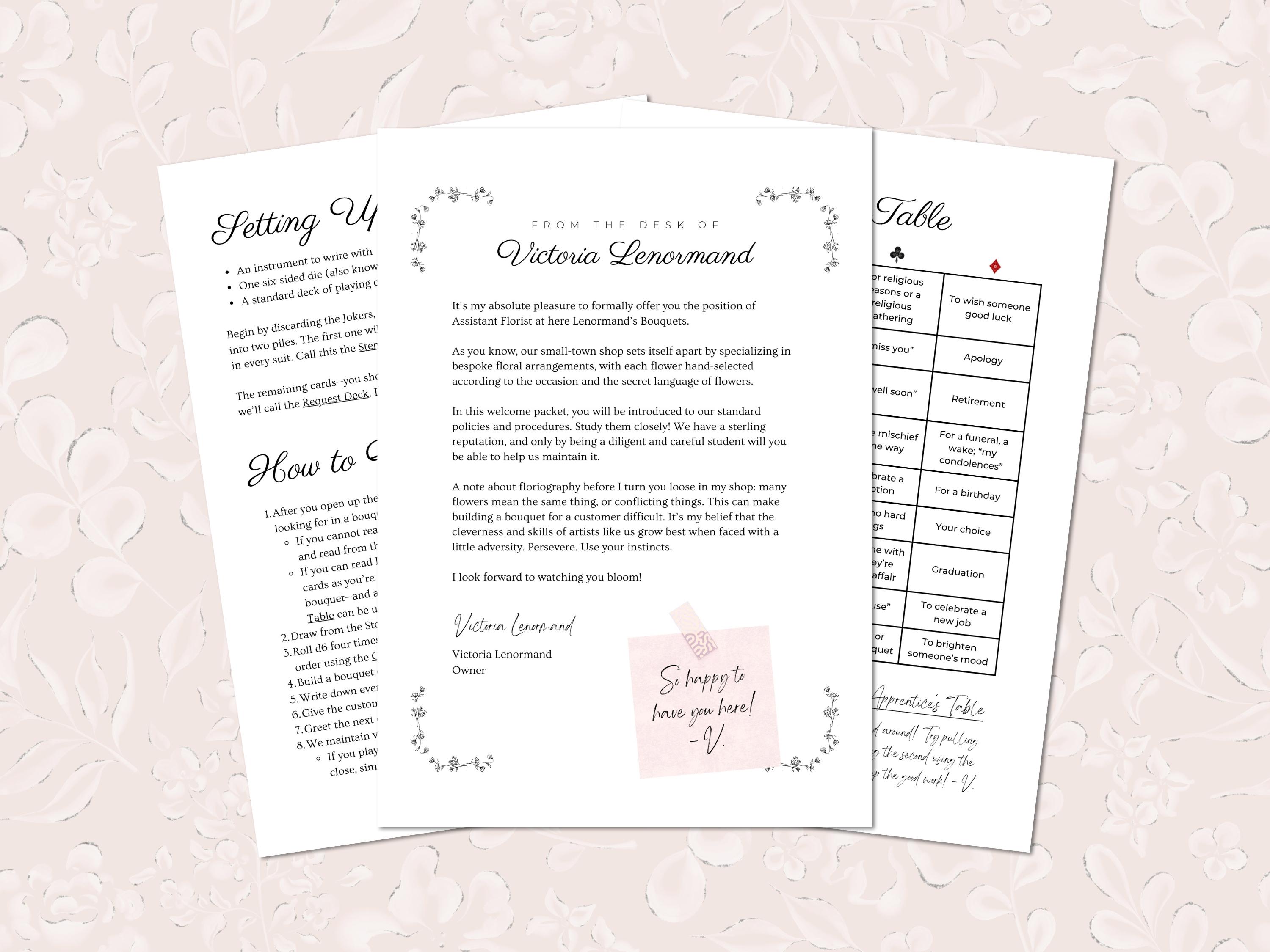 Flower Shop Solo RPG: Floriography Storytelling Game (printable PDF) - Etsy