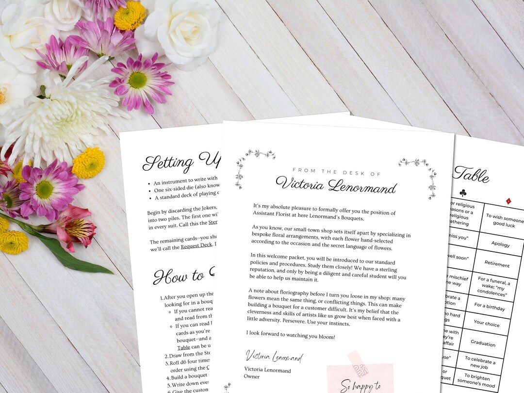 Flower Shop Solo RPG: Floriography Storytelling Game (printable PDF) - Etsy