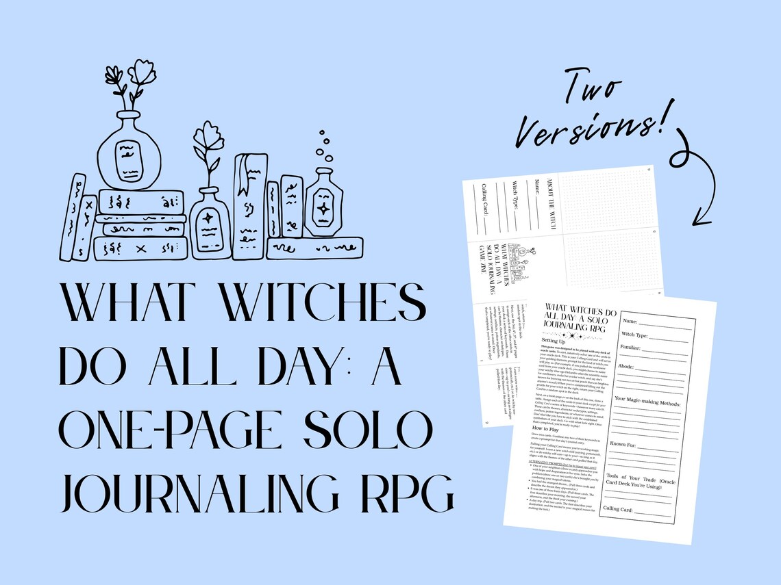 Witch's Daily Life Solo Journaling Game: Cozy RPG Zine (printable PDF ...