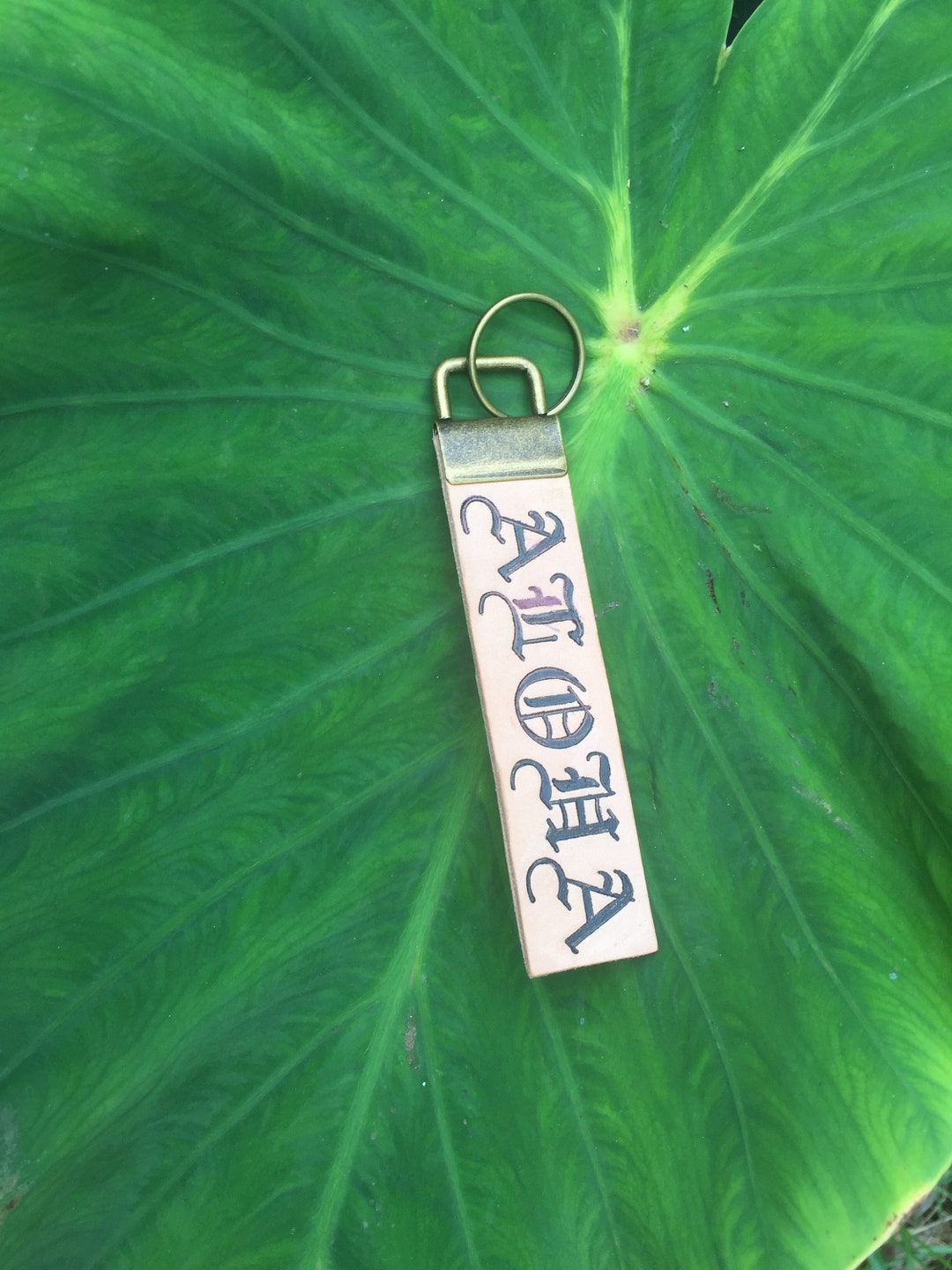 Top Grain Leather Aloha Keychain - Etsy