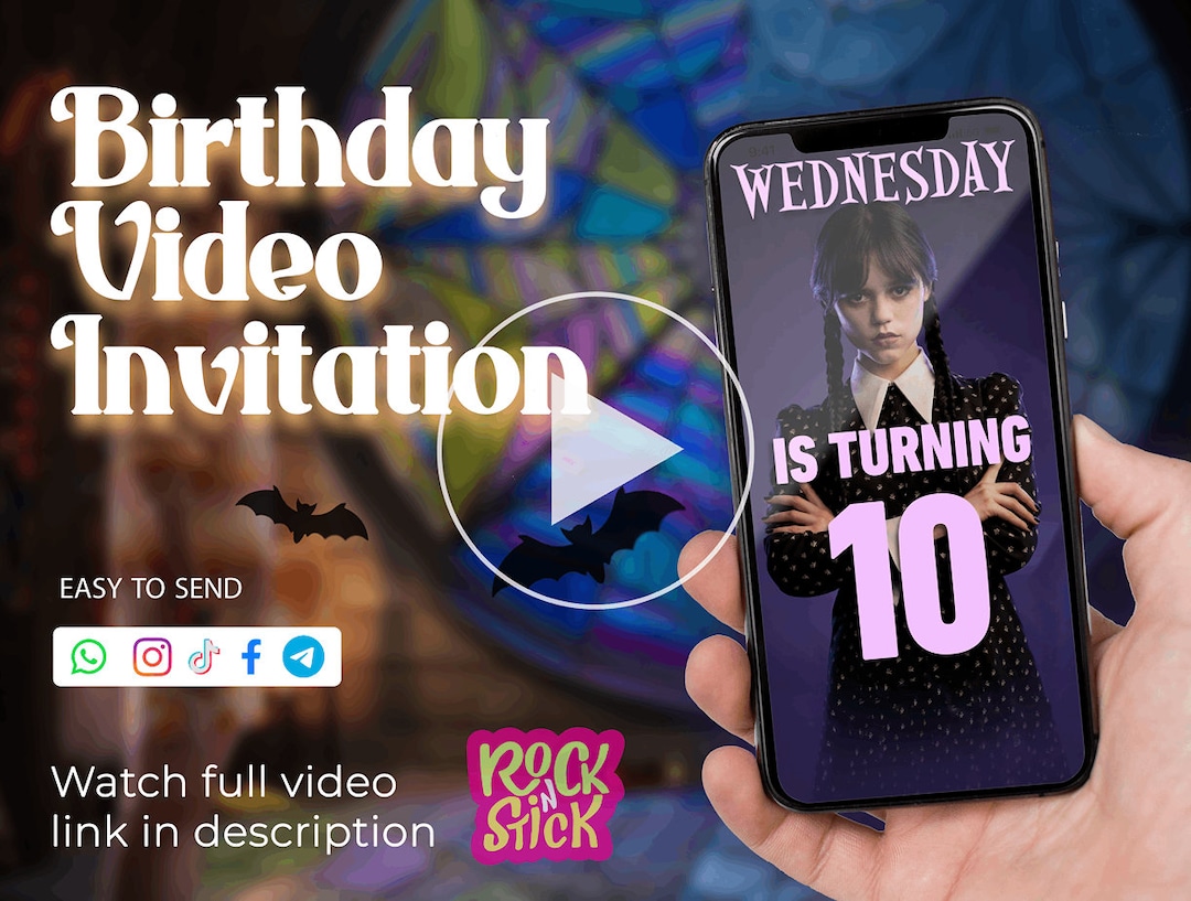 Wednesday Birthday Video Invitation Wednesday Kid Personalized Birthday ...