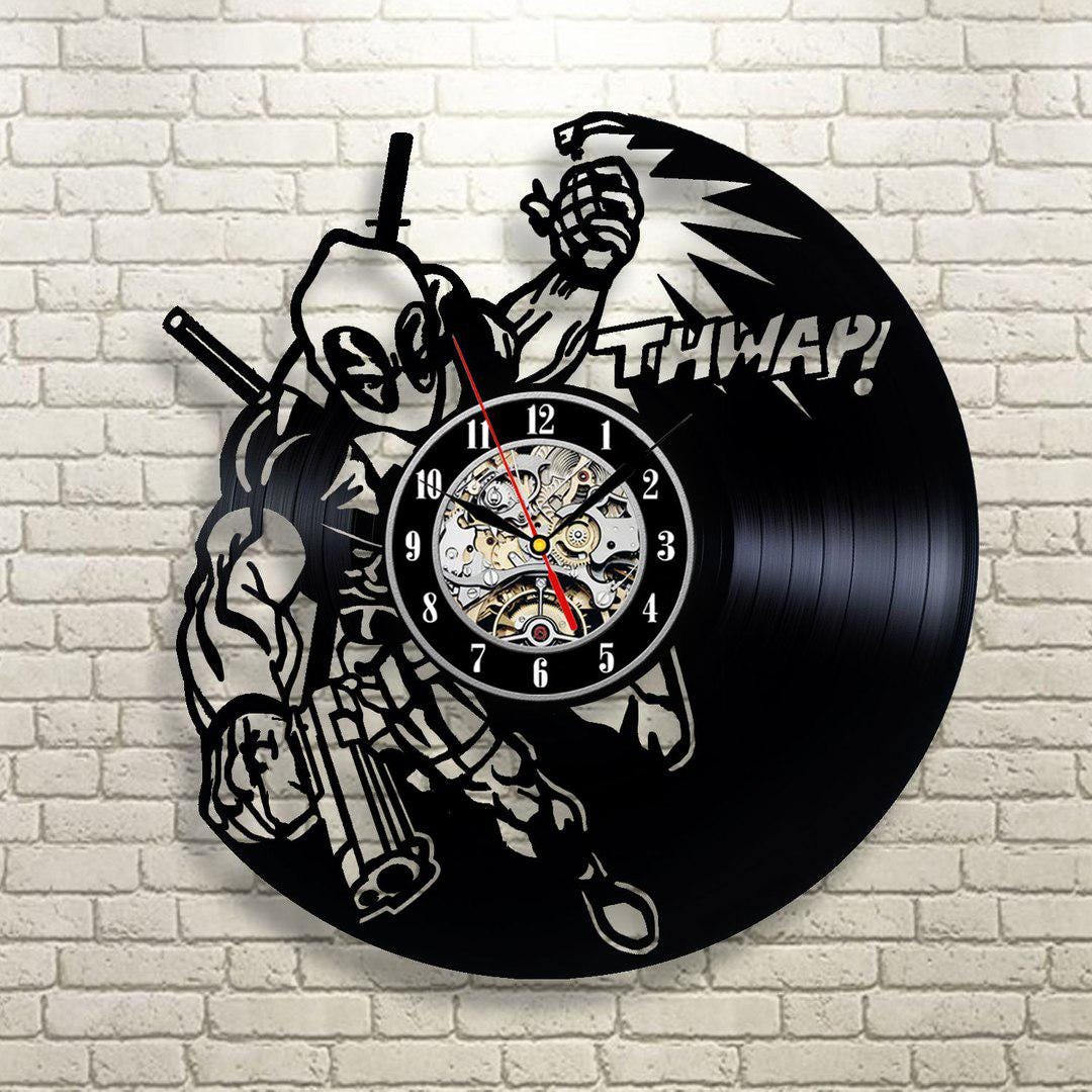 Deadpool Wall Clock Art, Vibrant Clock Face Black Print for Home Decor ...