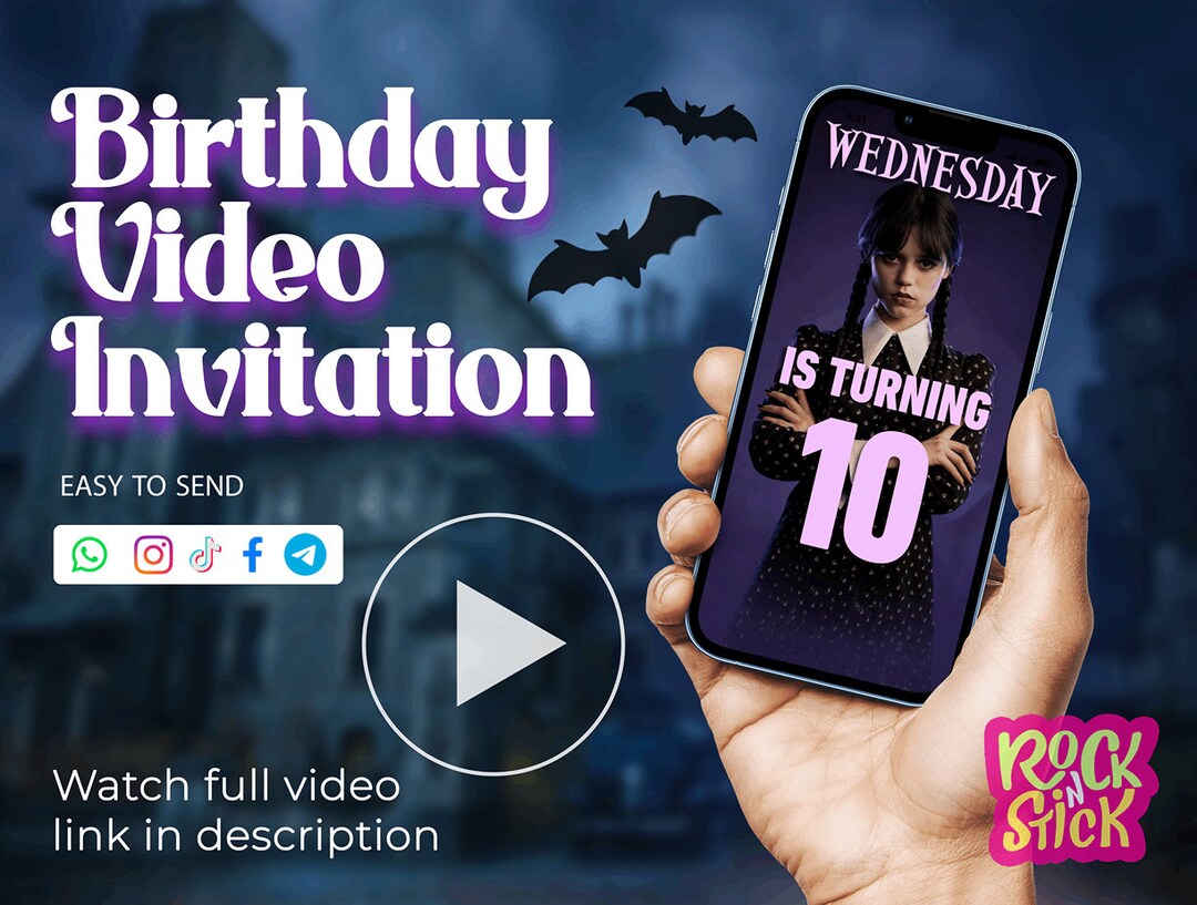Wednesday Birthday Video Invitation Wednesday Kid Personalized Birthday ...