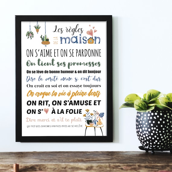 Affiche Les règles de la Maison collection plantes | Etsy