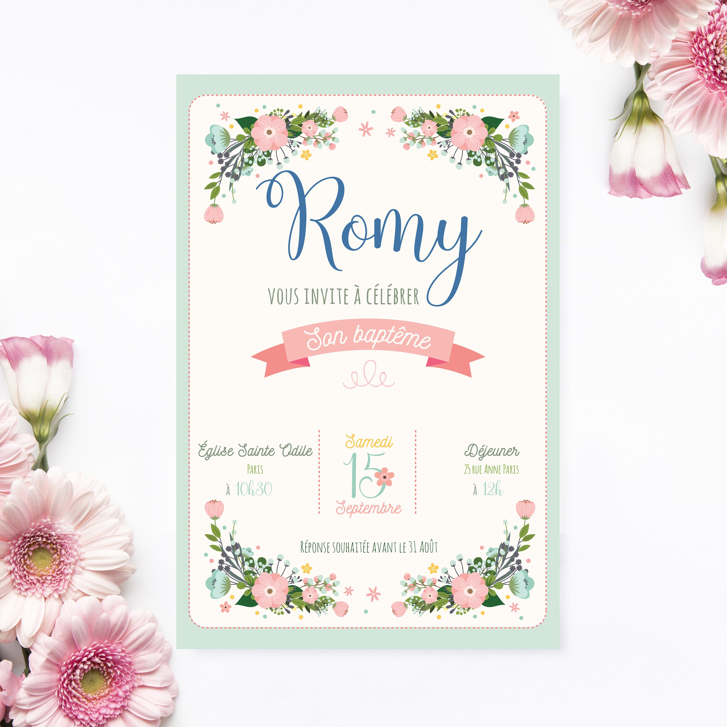 Faire part baptême cartons d'invitation Baptême de votre - Etsy France