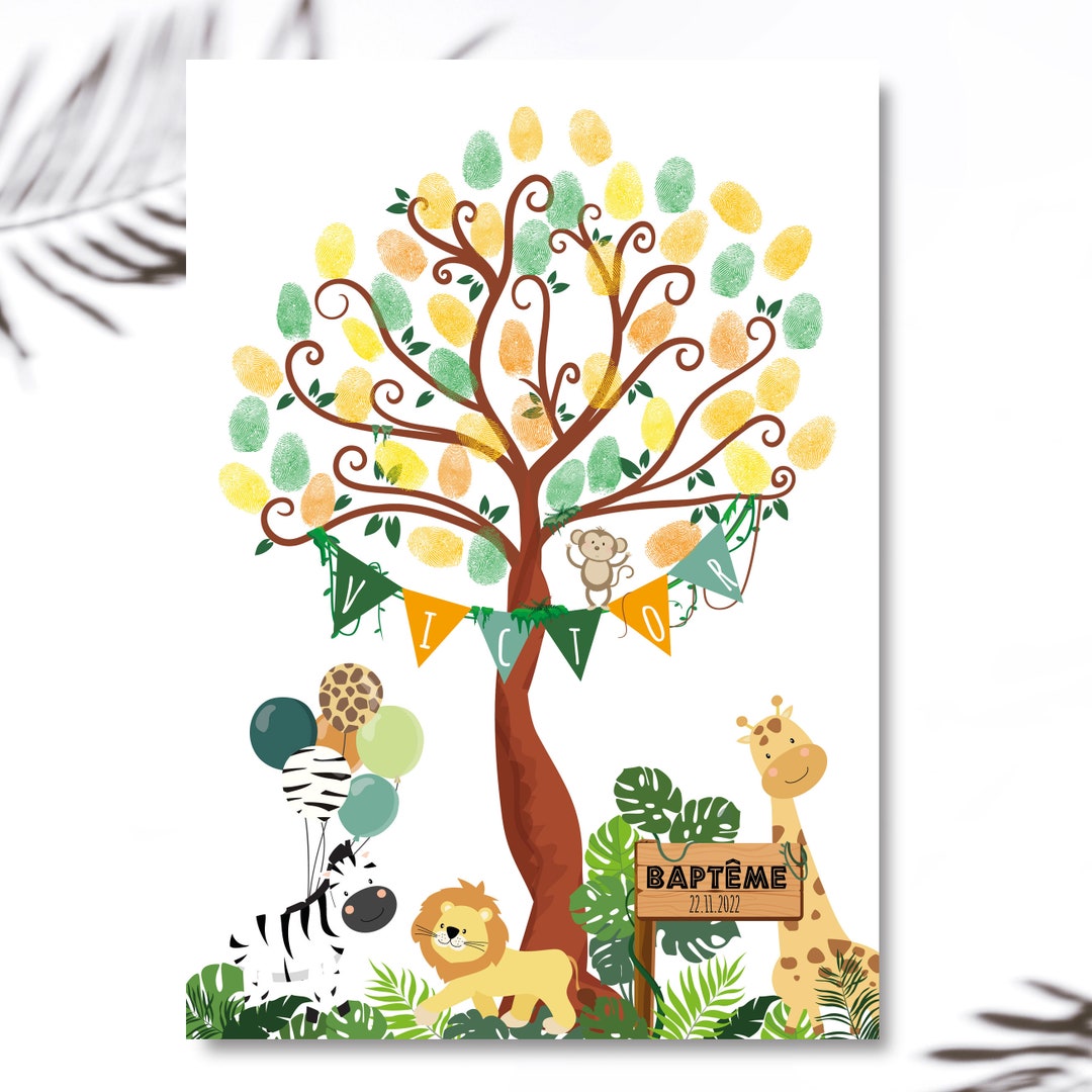 Safari Jungle Footprint Tree for Baptism, Birthday or Baby Shower - Etsy