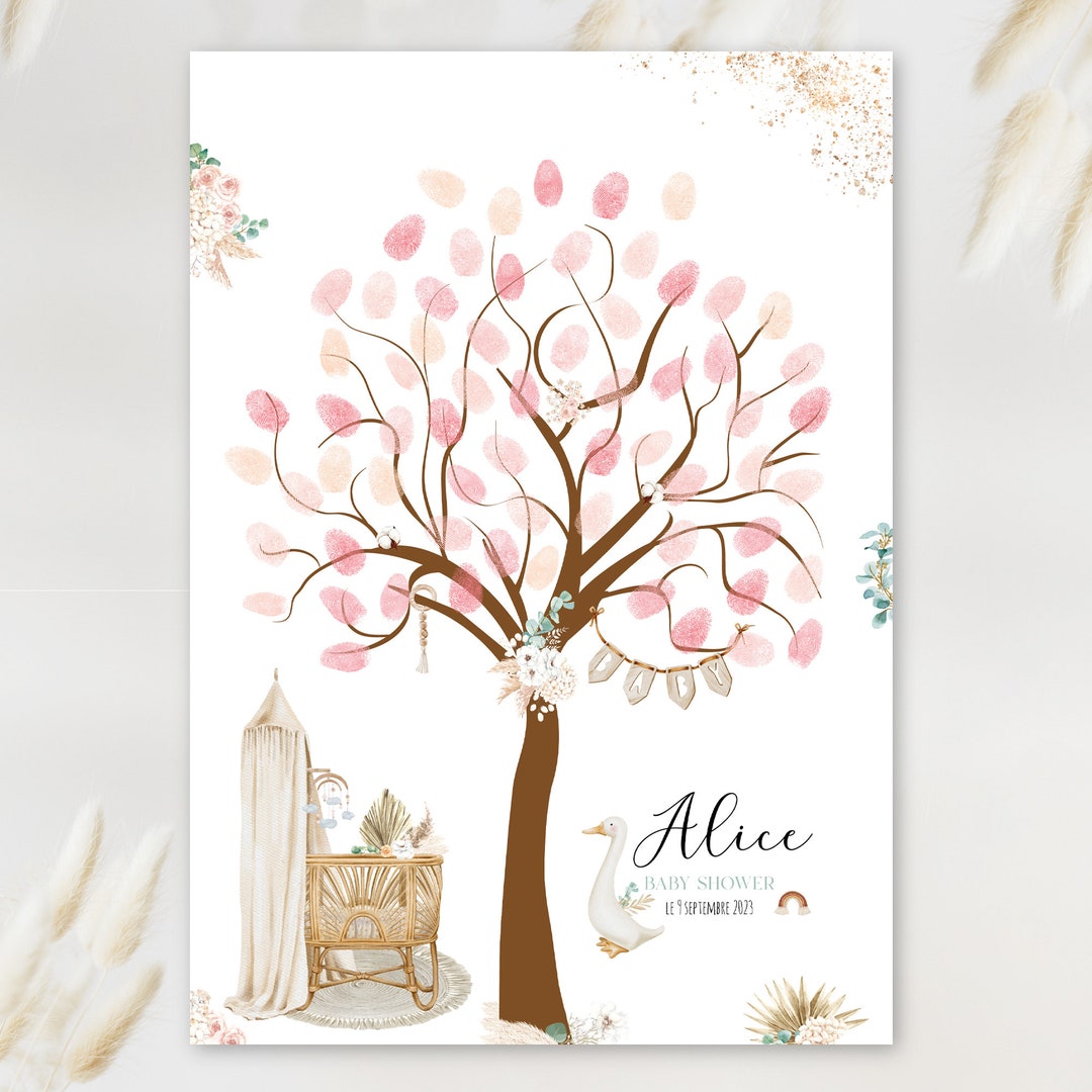 Footprint Tree for Baptism, Birthday, Baby Shower With Boho Nursery ...