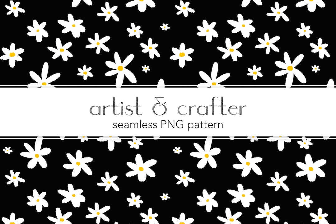 Floral Daisy Retro Boho Hippie Seamless Pattern Digital Download for ...