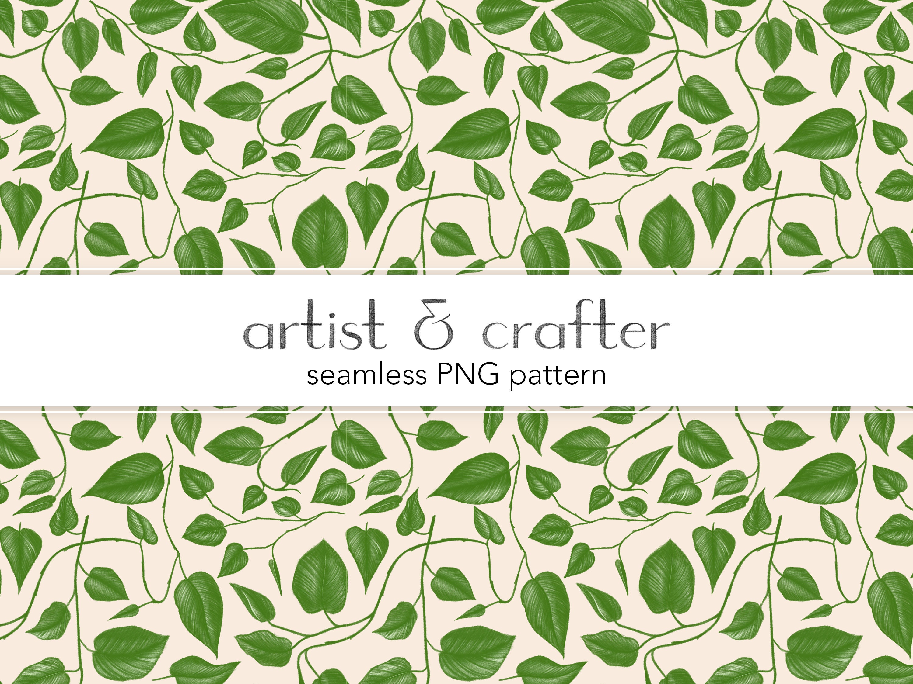 Boho Houseplant Pothos Vines Seamless Pattern Digital Download for ...