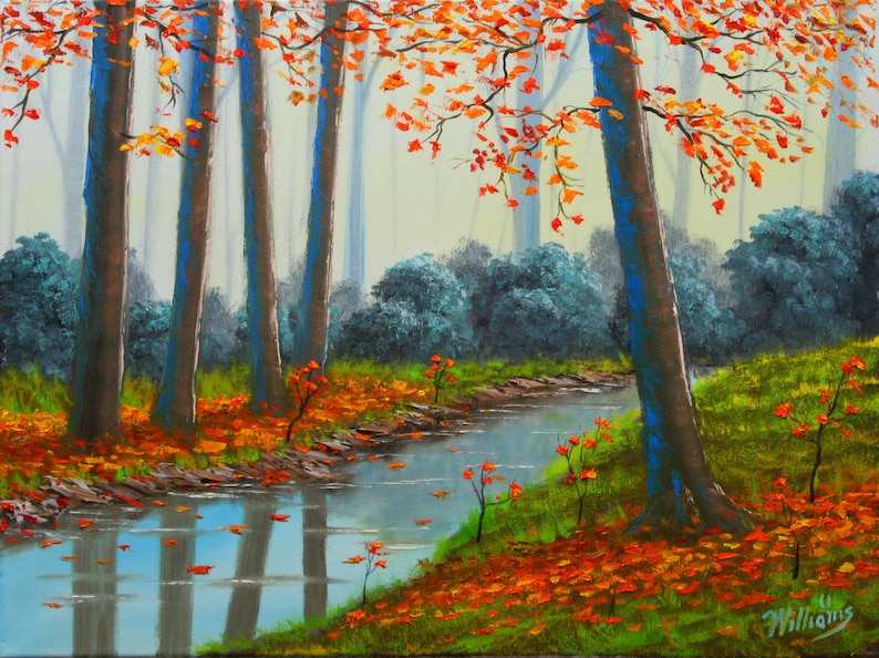 Forest River Autumn Wall Art - Forest Stream Fall Leaves - Autumn Home ...