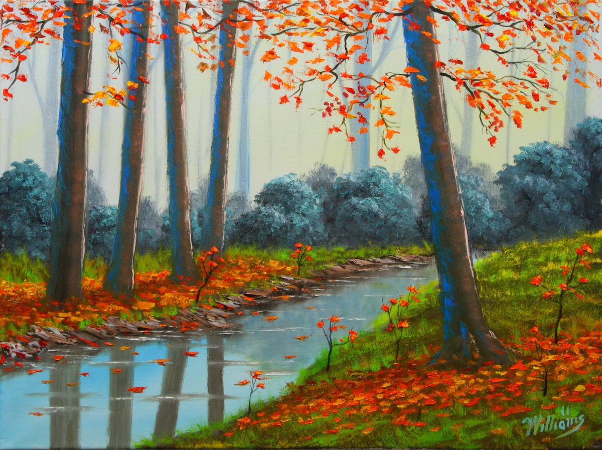 Forest River Autumn Wall Art - Forest Stream Fall Leaves - Autumn Home ...