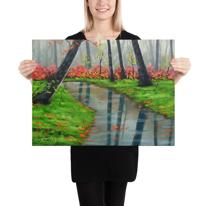 Autumn Mountain Stream Wall Art - Autumn Blaze First Frost Art - Fall ...