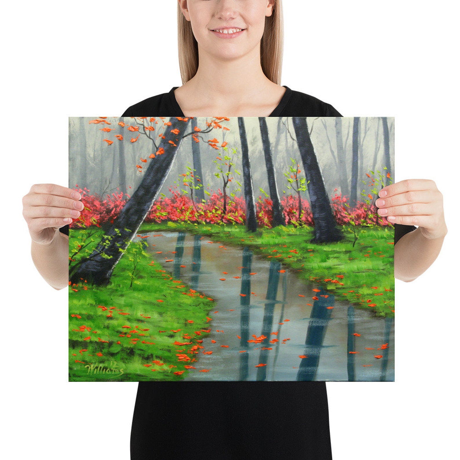 Autumn Mountain Stream Wall Art - Autumn Blaze First Frost Art - Fall ...