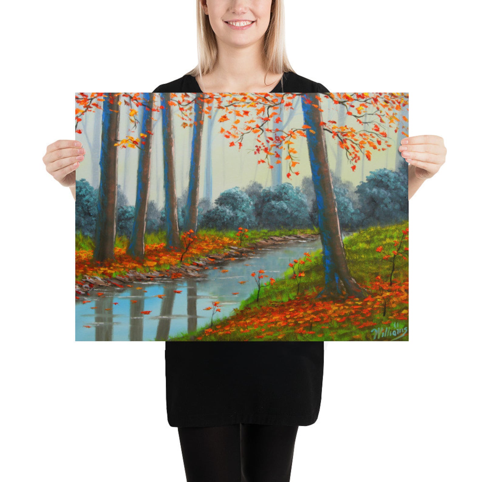 Forest River Autumn Wall Art - Forest Stream Fall Leaves - Autumn Home ...