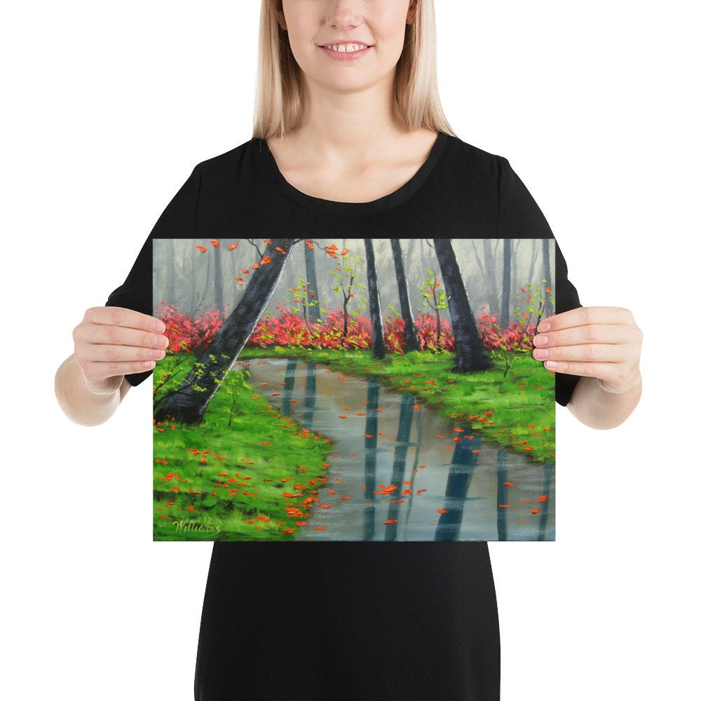 Autumn Mountain Stream Wall Art - Autumn Blaze First Frost Art - Fall ...