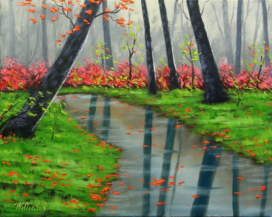 Autumn Mountain Stream Wall Art - Autumn Blaze First Frost Art - Fall ...