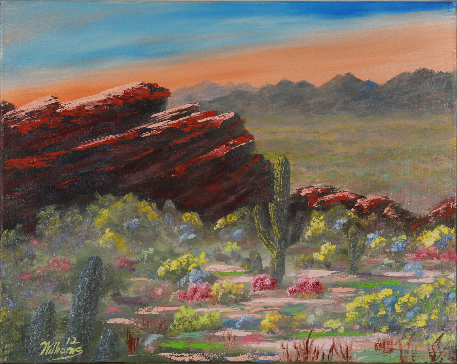 Arizona Art Desert Flowers Bloom American West FRAMED SIGNED ORIGINAL ...