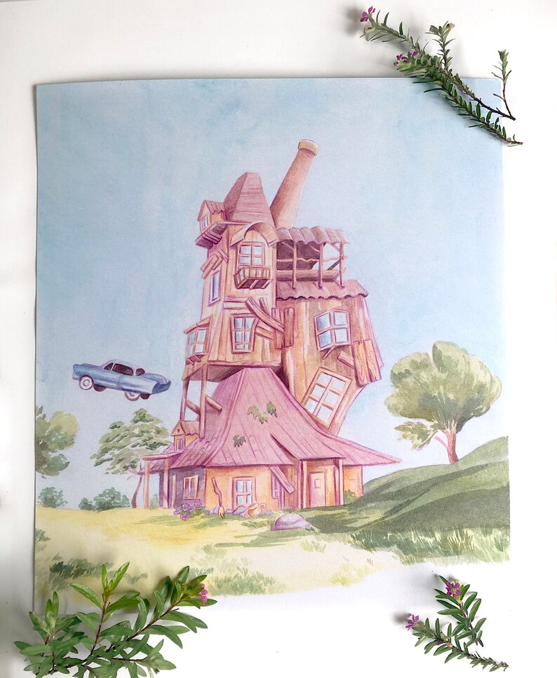 Harry Potter Art Print the Burrow Fanart Lamina La Madriguera - Etsy ...