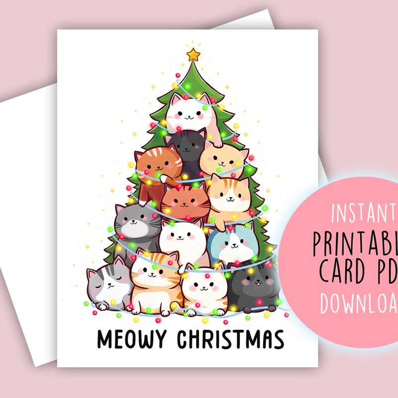 Cute Cat Card - Etsy