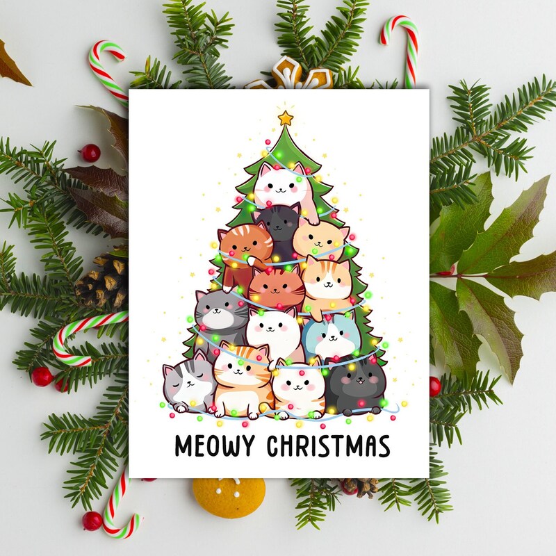 Cat Holiday Cards - Etsy