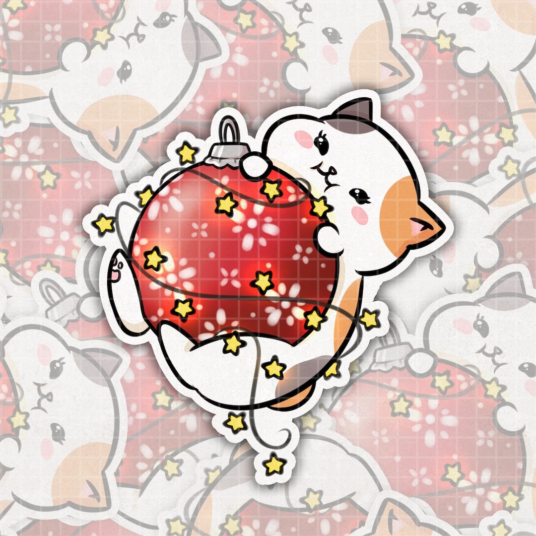 Meowy Christmas Sticker & Magnet, Funny Cat Sticker, Christmas Cats ...