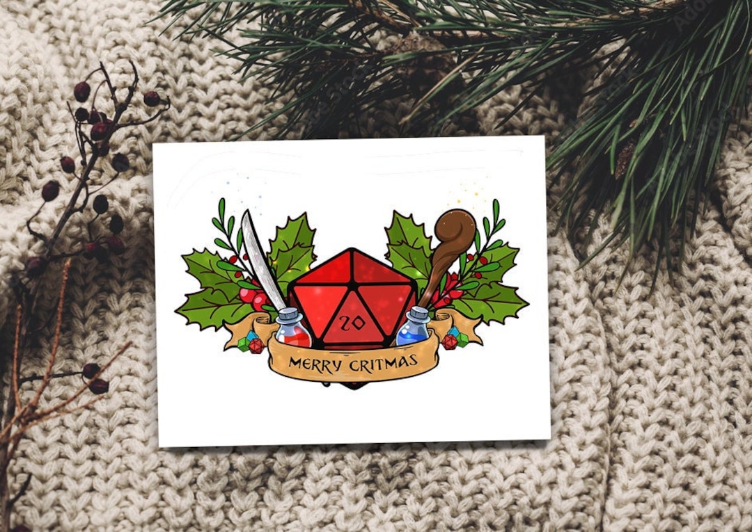 D20 Greeting Card, Merry Critmas,, Critical Hit, Natural 20, Holiday A2 ...