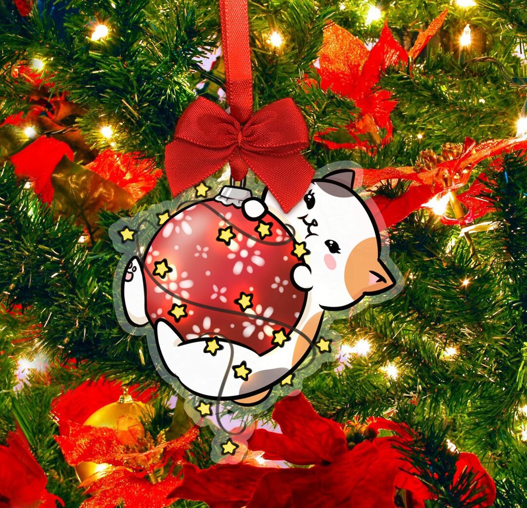 Fat Cat Ornament, Cat Lover Ornament, Kawaii Cat Christmas Ornament ...