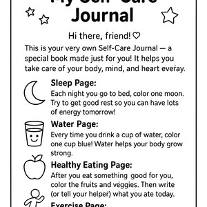 Preschool Self-care Journal Printable | Kids Coloring Book ...