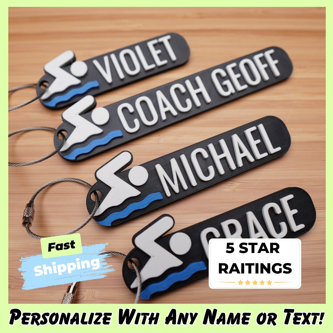 Personalized Swim Team Keychain | Backpack Tags, 3D Printed Keychains ...