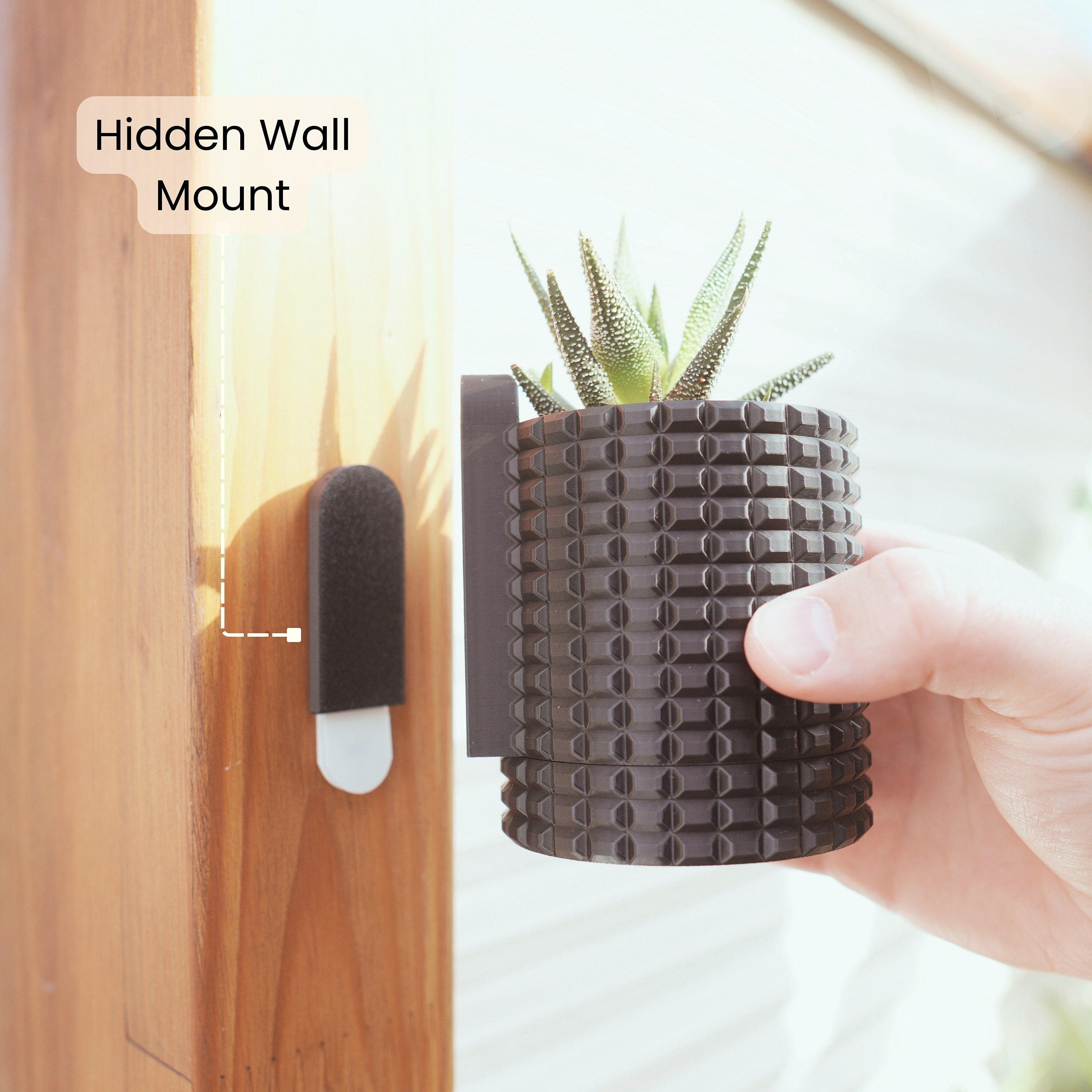 Indoor Planter Wall Pot, Textured Wall Planter With Removable Drip Tray ...