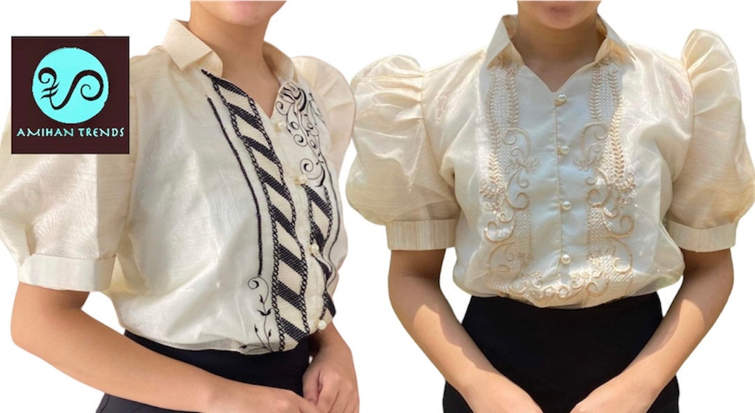 Filipiniana Ladies Barong With Puffy Sleeves, Designs May Vary ...