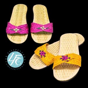 Filipiniana Abaca Slippers - Designs Vary (choose From Pink, Purple ...